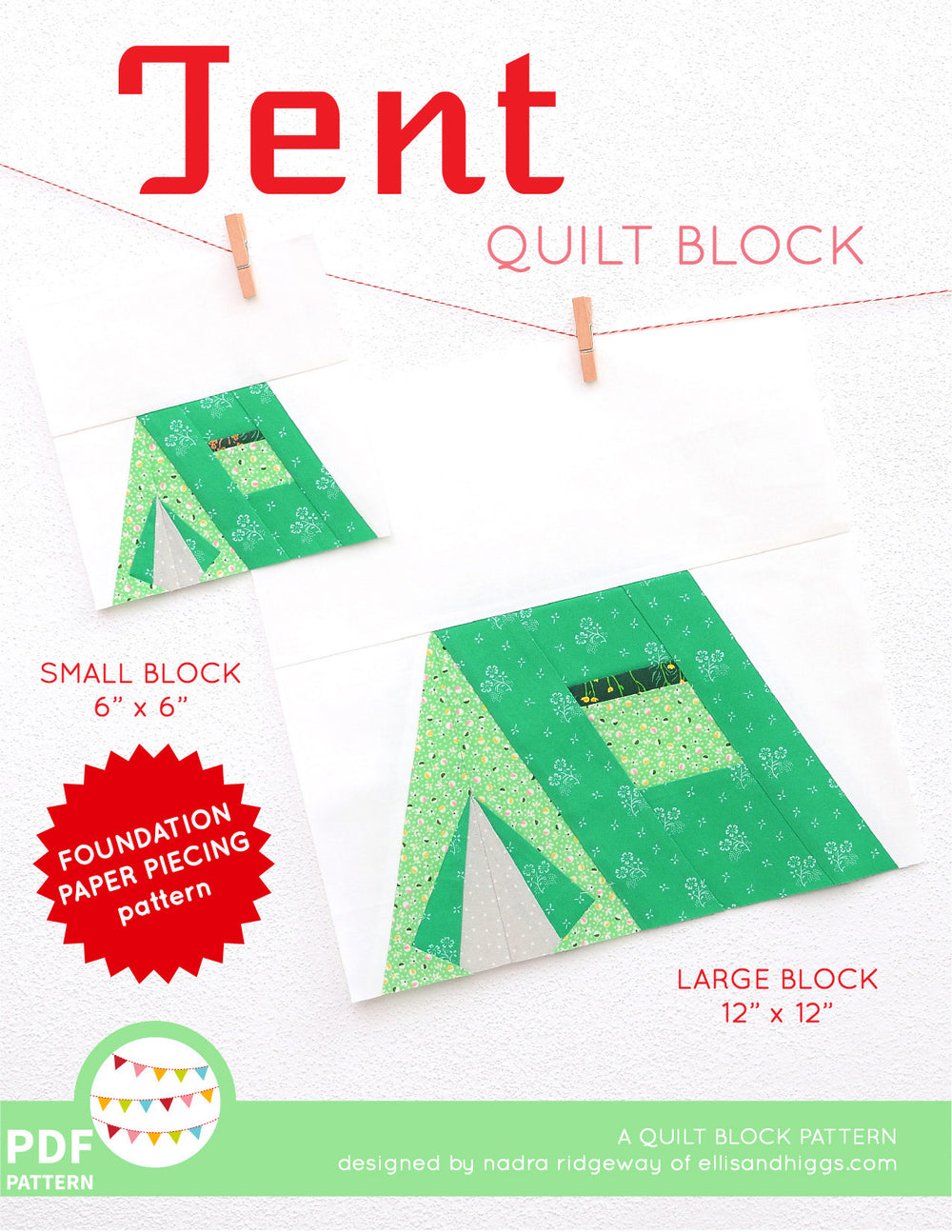 Pattern, Tent Quilt Block by Ellis & Higgs (digital download ...