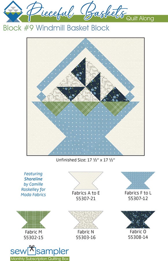 2024 Block #9 Pieceful Baskets Quilt Along Quilt Card Downloadable PDF Pattern - quilting ...