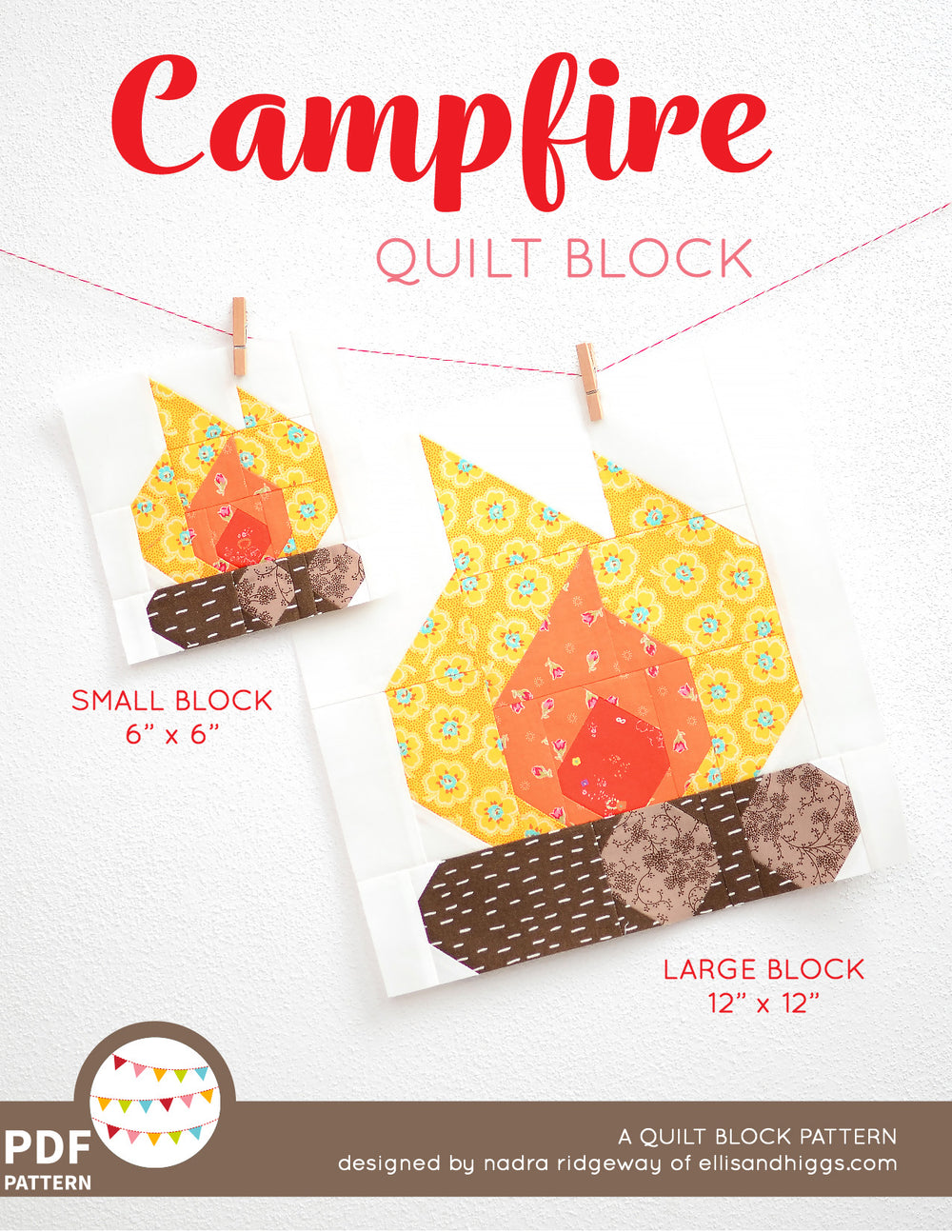 Pattern, Campfire Quilt Block by Ellis & Higgs (digital download ...